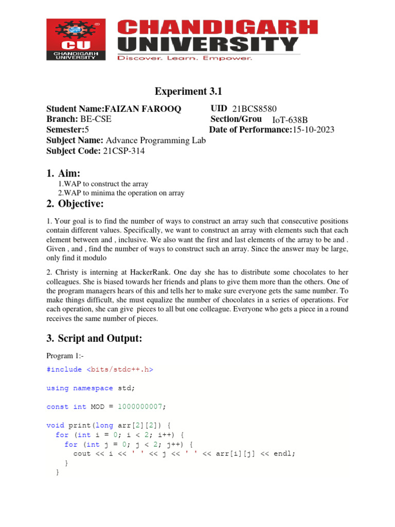 EXP 3.1 Faizan | PDF | Computer Engineering | Object Oriented Programming