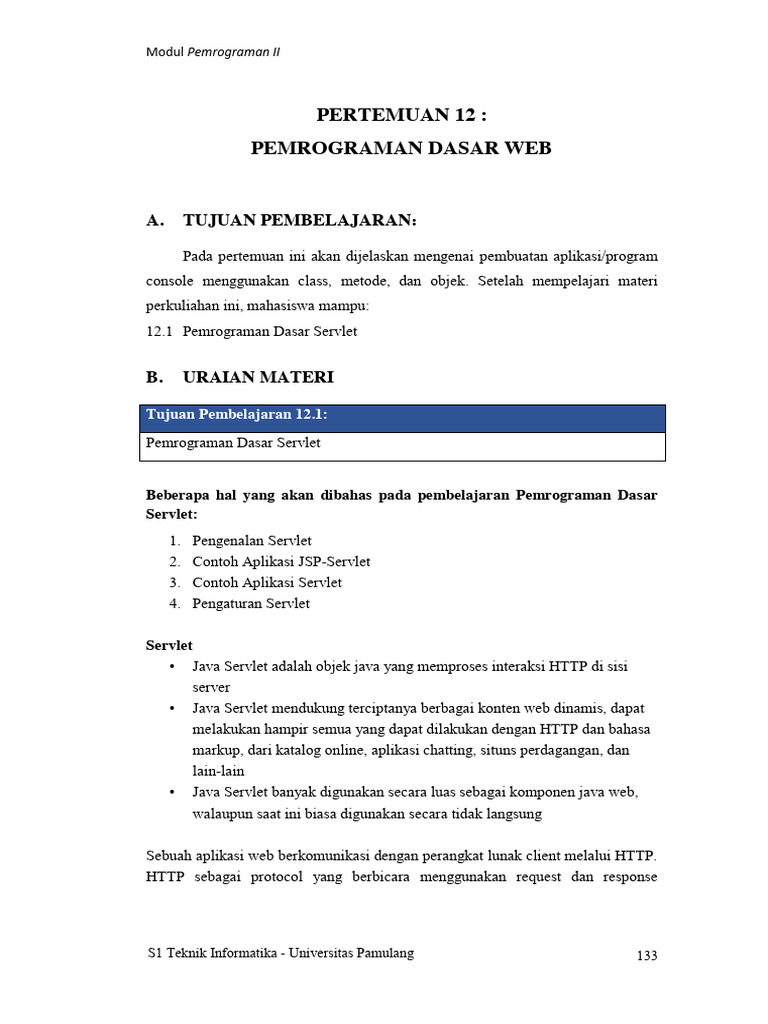 Pertemuan 12 Pemrograman 2 Pemograman Dasar Web | PDF