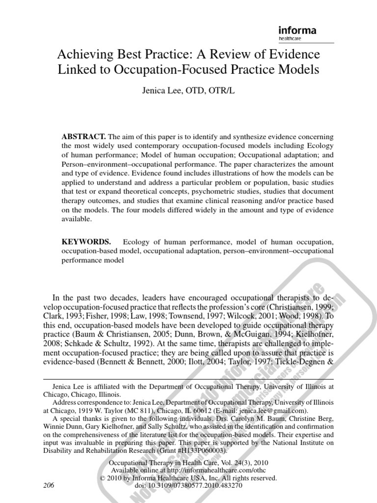 Best Practice For Occupation Focused Practice | PDF | Occupational ...