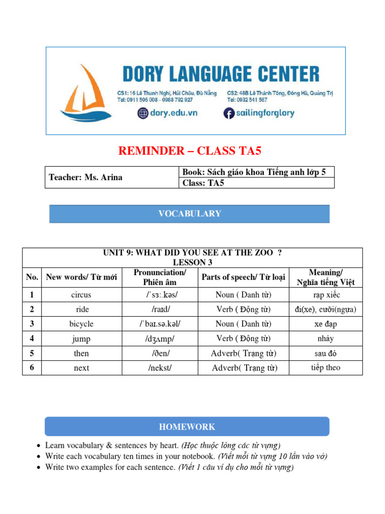 Reminder-Unit 9 LESSON 3 | PDF