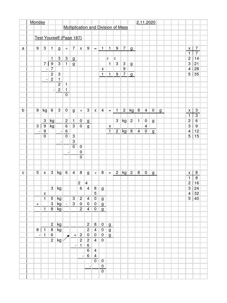 Multiplication and Division of Mass | PDF