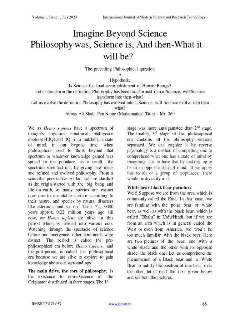 Imagine Beyond Science Philosophy Was, Science Is, and Then-What It Will Be? | PDF | Science ...