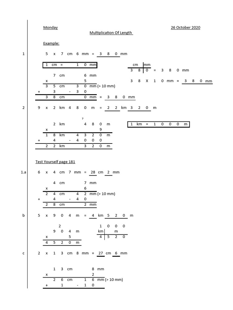 Multiplication of Length PG 181 | PDF