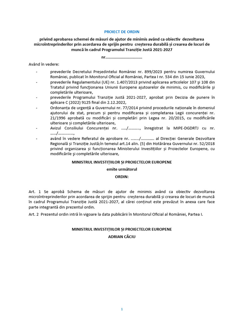 Proiect_ordin_schema de minimis_25.10 | PDF