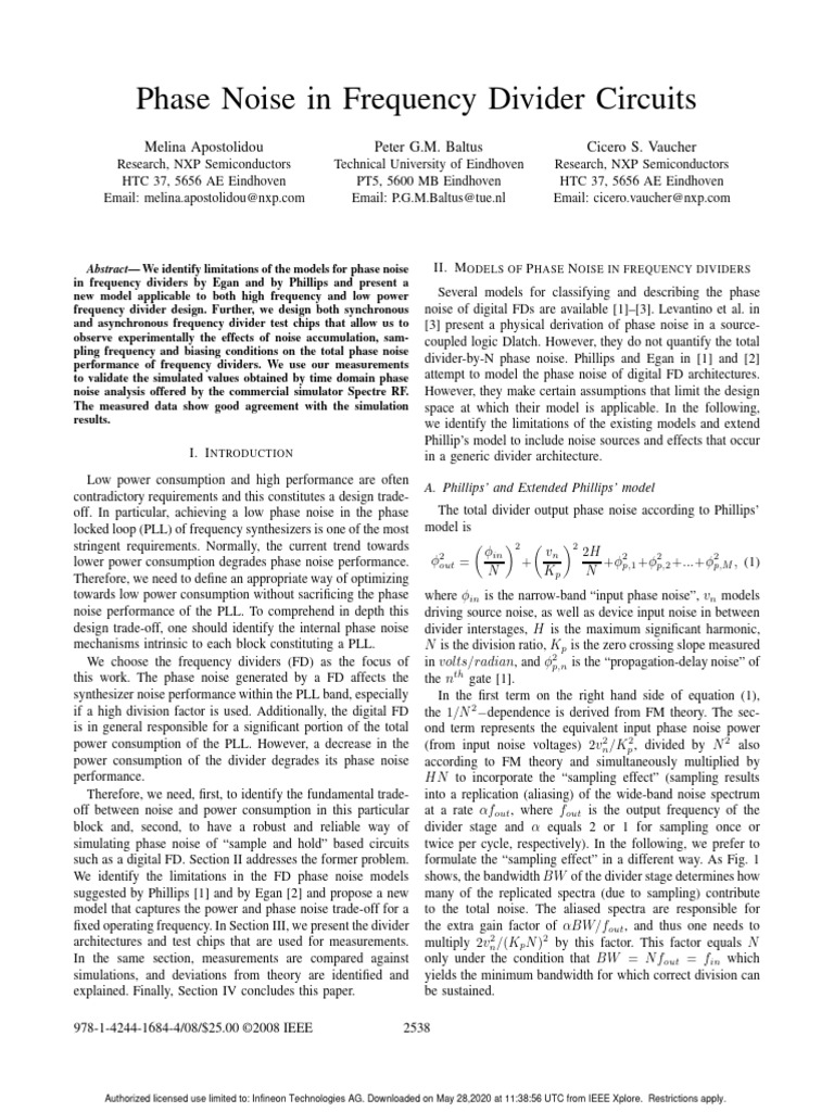 Phase Noise Frequ Dividers | PDF | Frequency Modulation | Electricity