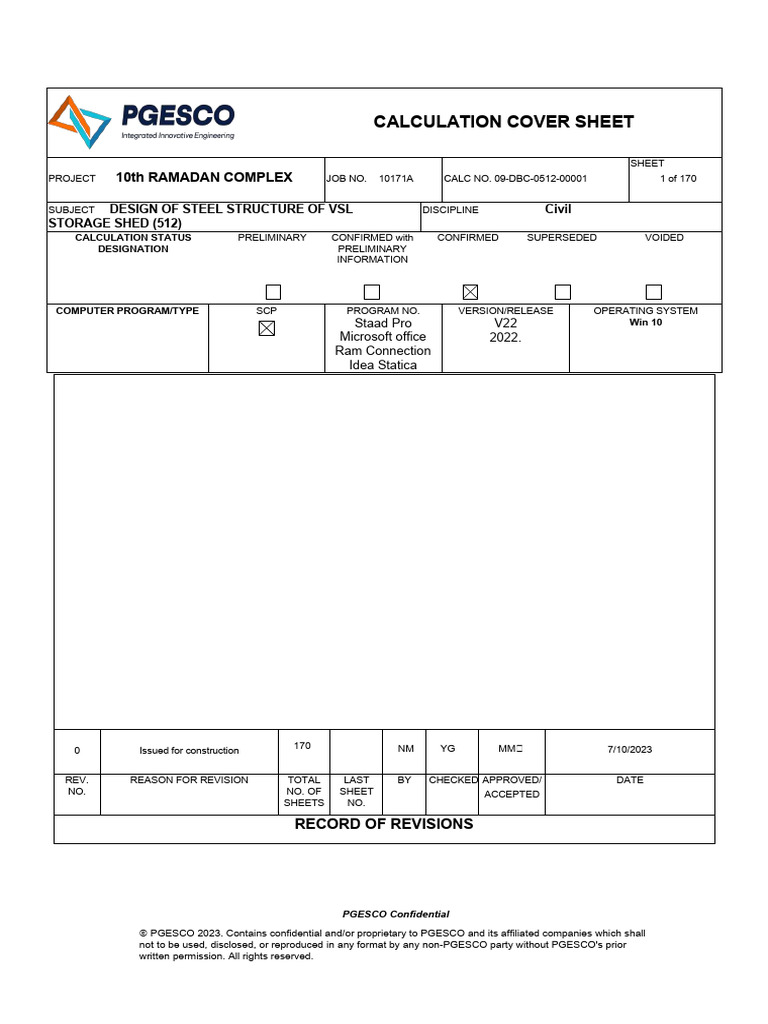 VSL Storage Shed (512) Str. Calculation Sheet | PDF