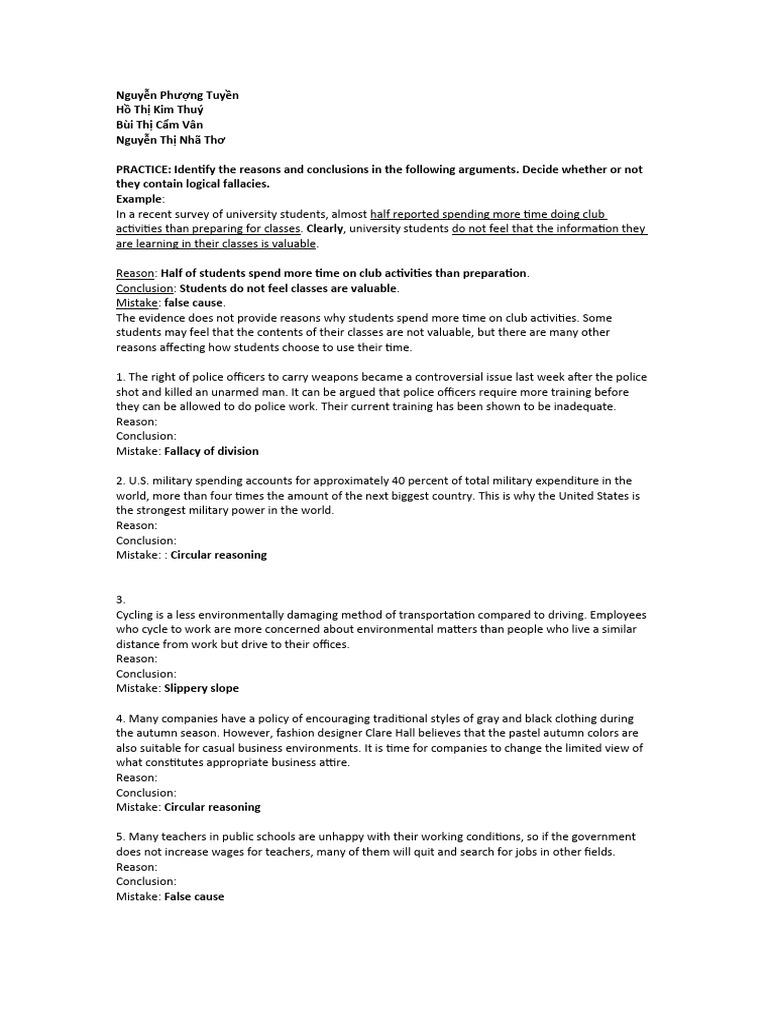 Analyzing Logical Fallacies in Arguments | PDF | Fallacy | Reason