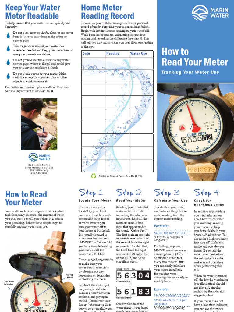How to Read Your Meter Brochure | PDF | Leak | Water