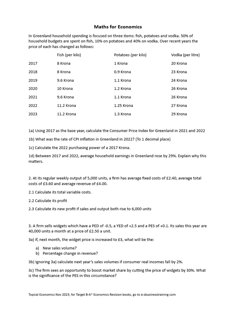 Maths For Economics | PDF | Economics | Consumer Price Index
