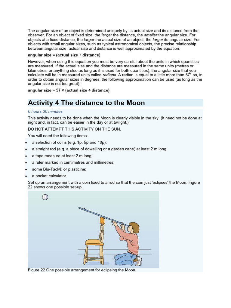 1.1.1ameasuring The Distance To The Moon With Coin | PDF | Angle ...