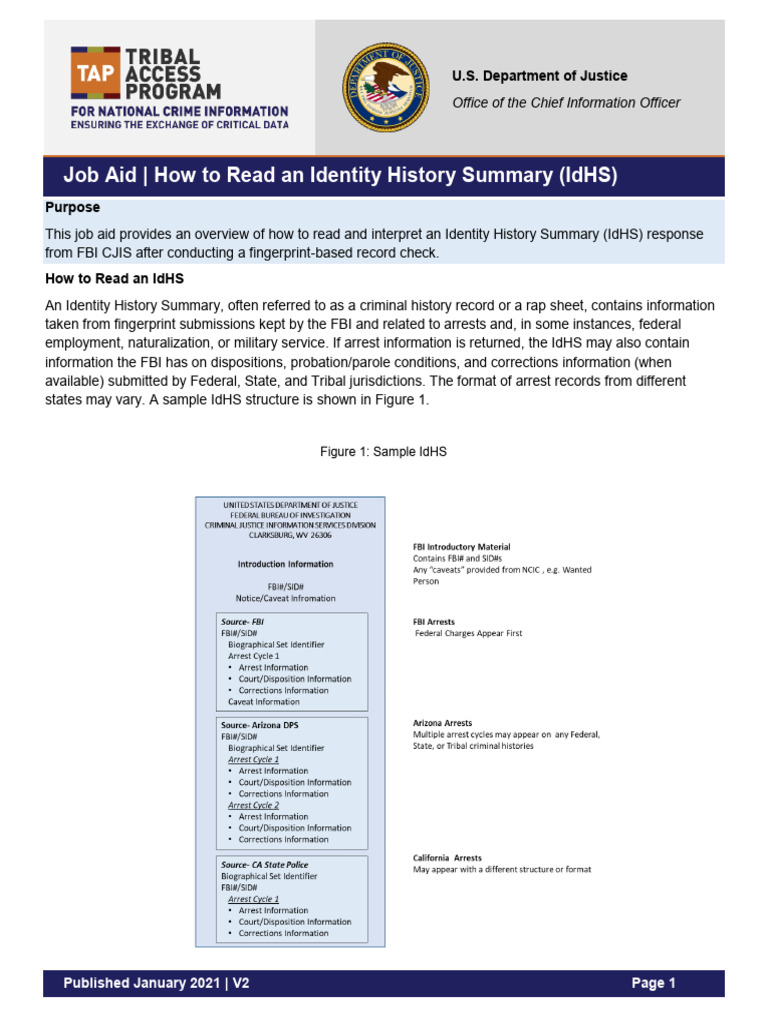 Job Aid - How To Read An Idhs | PDF | Criminal Record | American Government