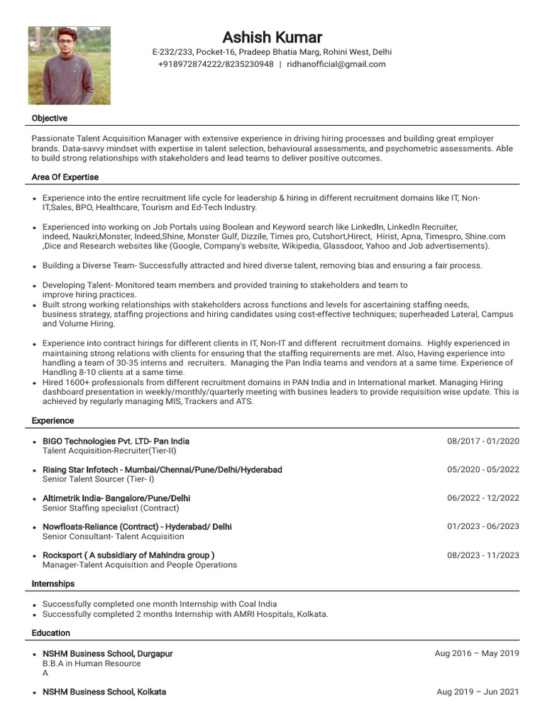 Ashish - TA Manager - Resume | PDF