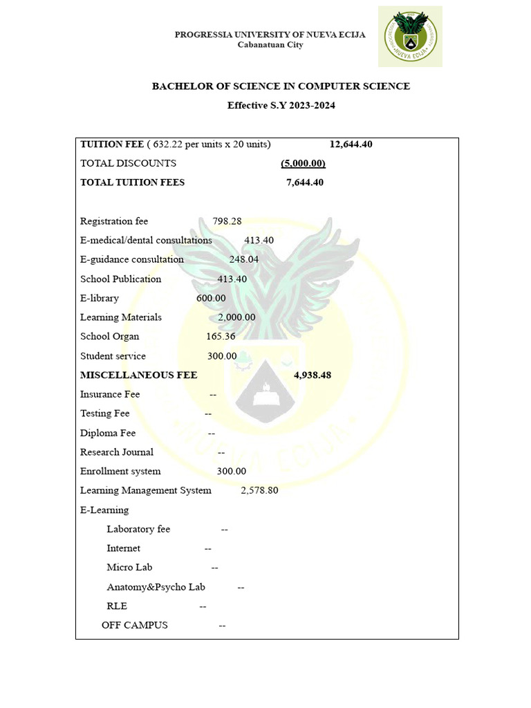 TUITION-FEE ComSci | PDF