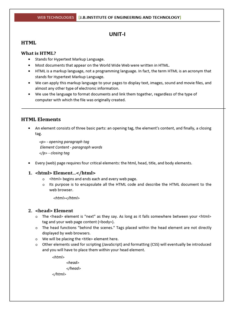 IMP Web Technology Notes | PDF