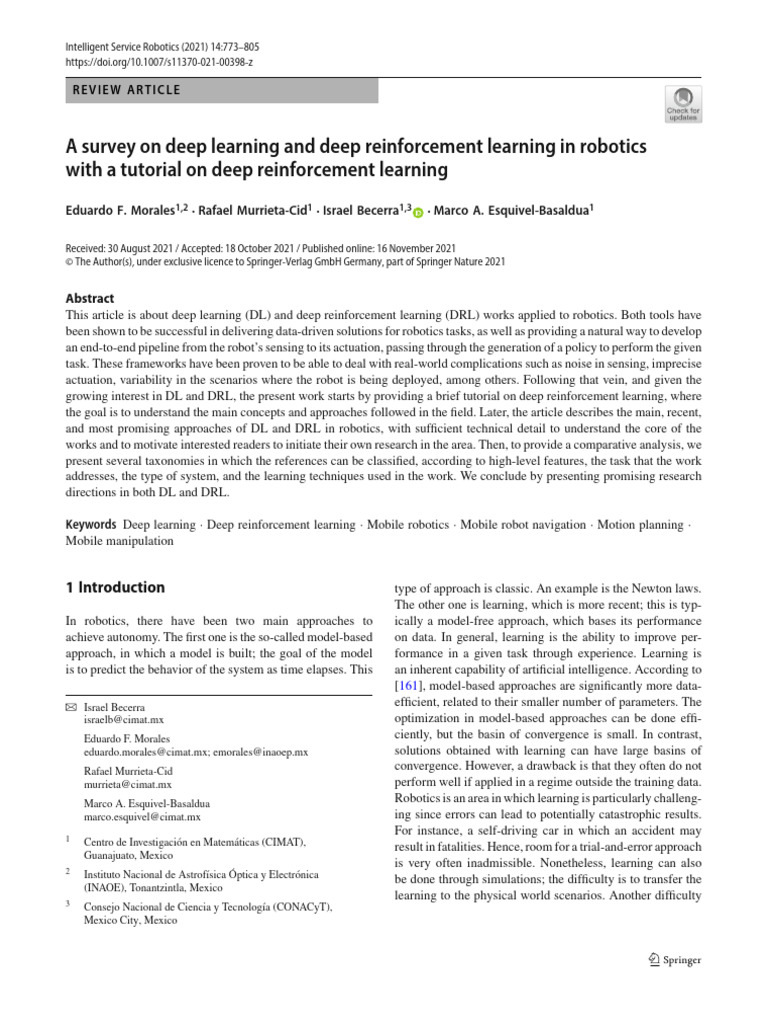 A Survey On Deep Learning and Deep Reinforcement Learning in Robotics ...