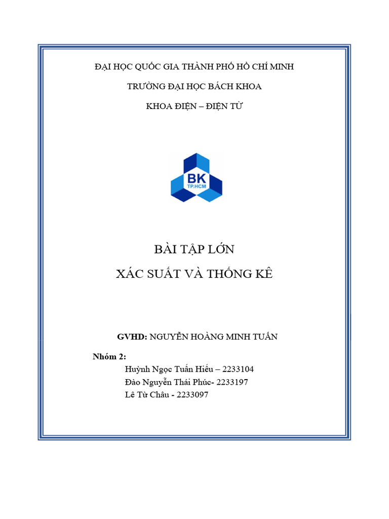 Nhom 2 - BTL - XSTK (TP - Tính Toán b1) | PDF
