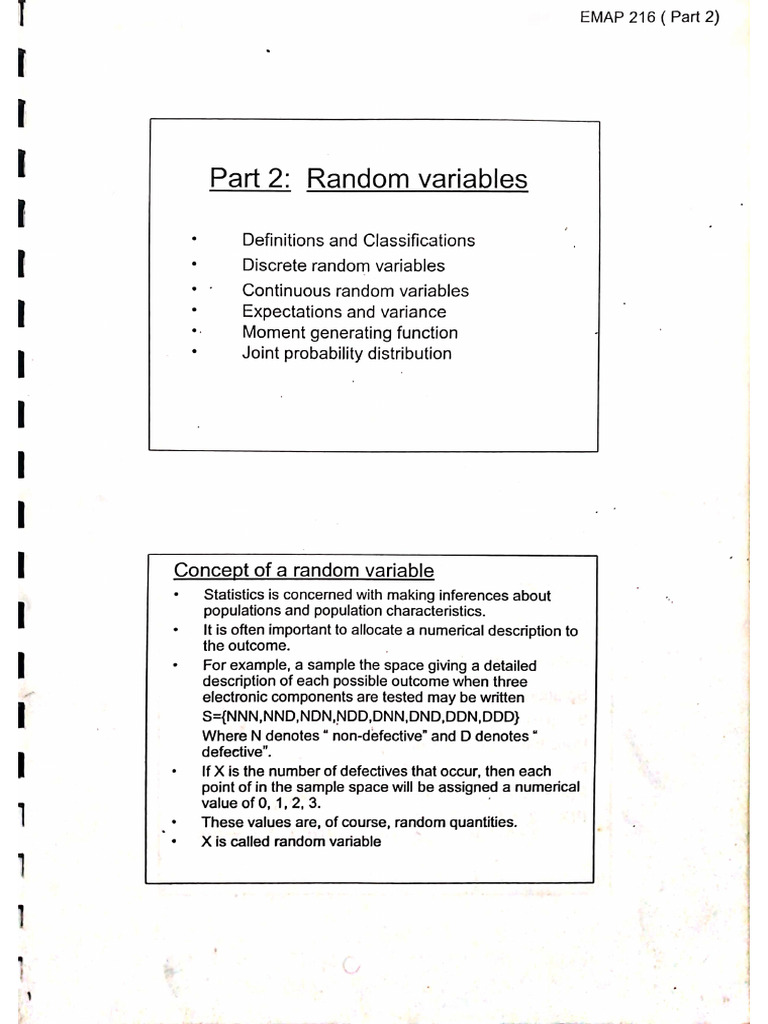 Part (2) Random Variables (1) | PDF