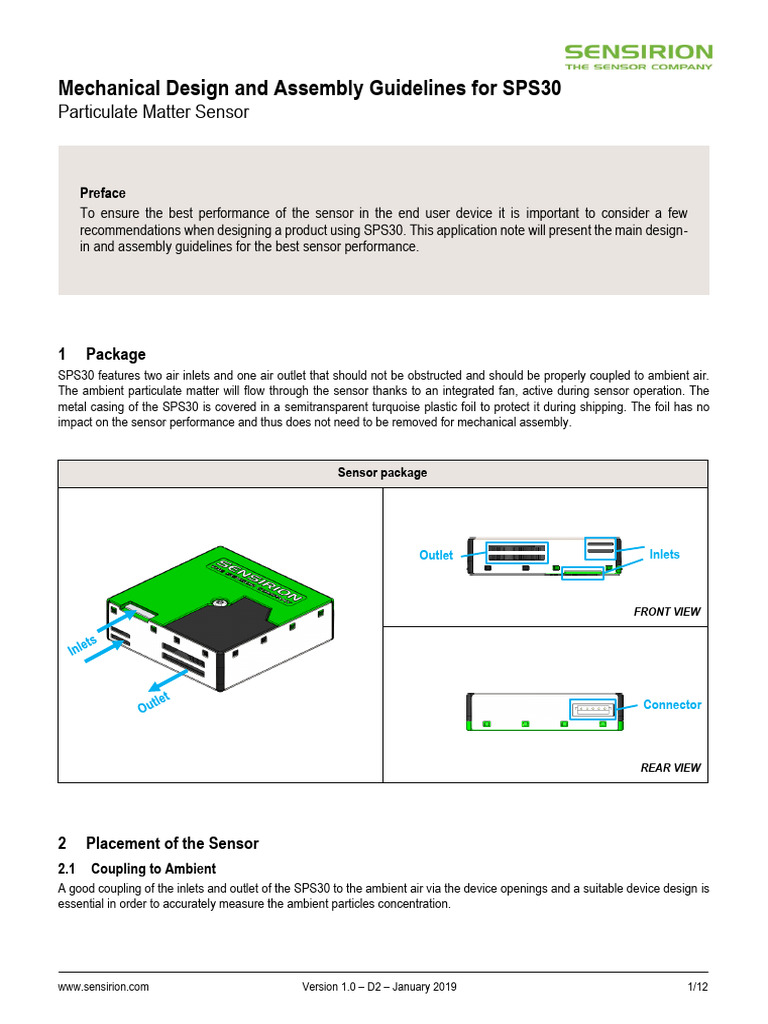 PS AN SPS30 Mechanical Design and Assembly Guidelines v10 D2 | PDF