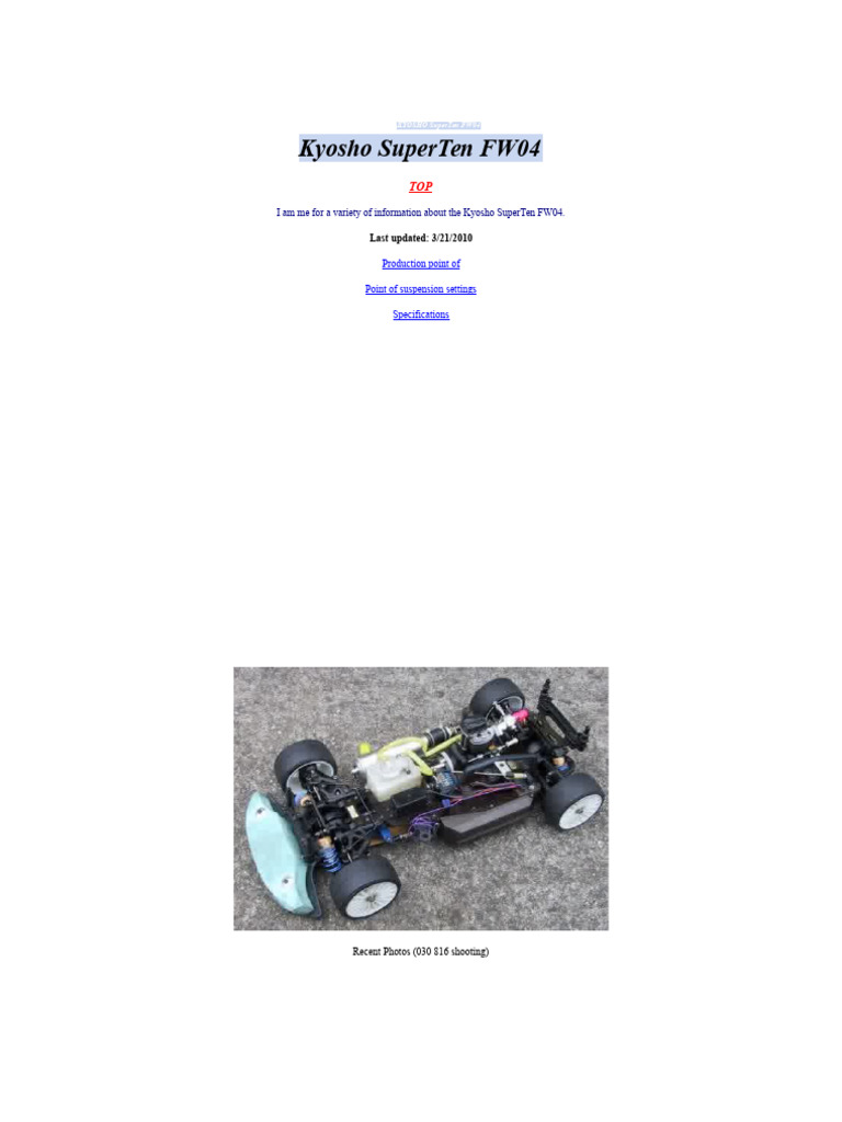 Kyosho Superten Fw04 | PDF | Gear | Land Vehicles