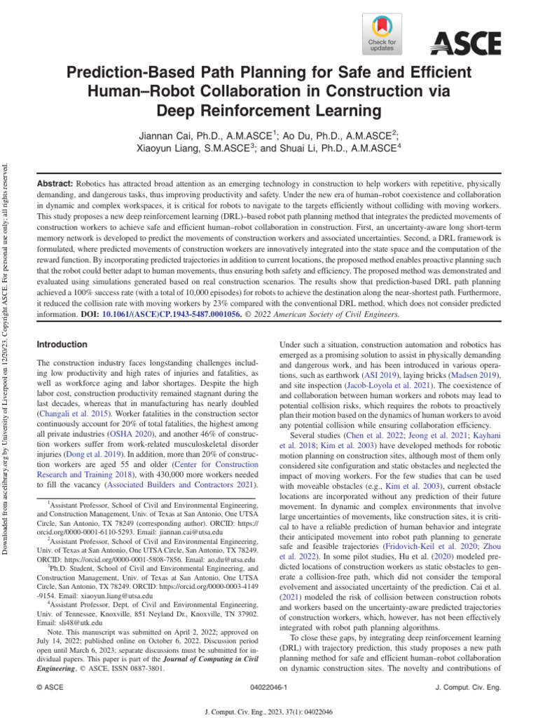Cai Et Al 2022 Prediction Based Path Planning For Safe and Efficient Human Robot Collaboration ...