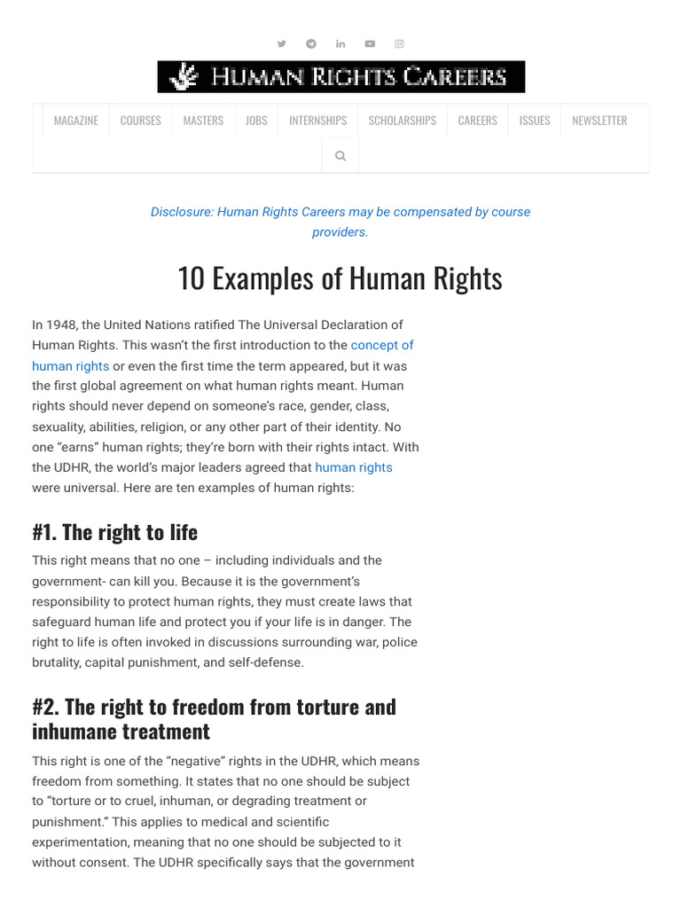 10 Examples of Human Rights _ Human Rights Careers | PDF | Human Rights ...