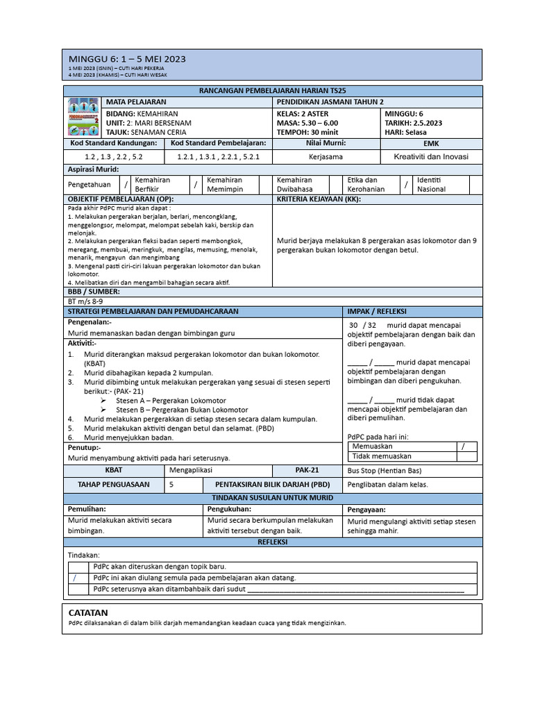 RPH Minggu 6 (1 - 5 Mei 2023) | PDF