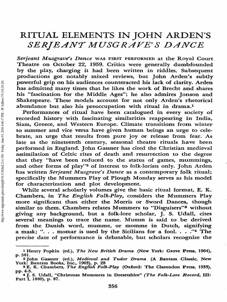 Ritual Elements in John Arden'S: Serjeant' Musgrave'S Dance | PDF | Rituals