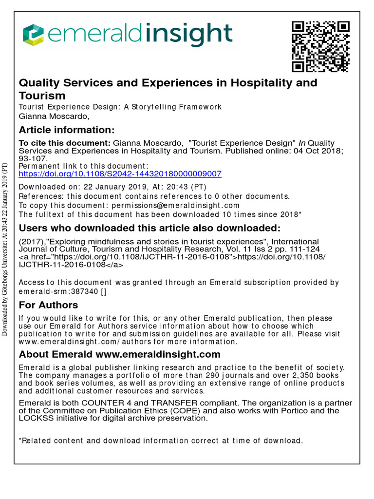 Tourist Experience Design | PDF | Tourism | Experience