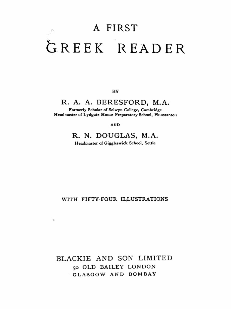 Beresford & Douglas - A First Greek Reader | PDF | Odysseus | Trojan ...