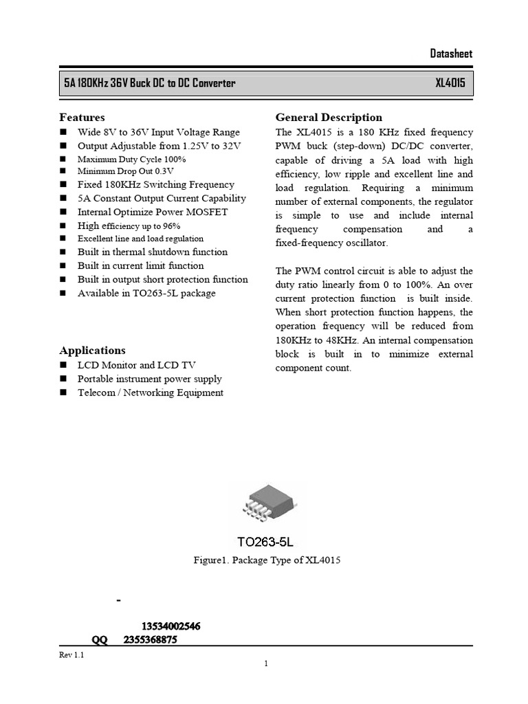 XL4015 Datasheet | PDF | Electrical Components | Electric Power