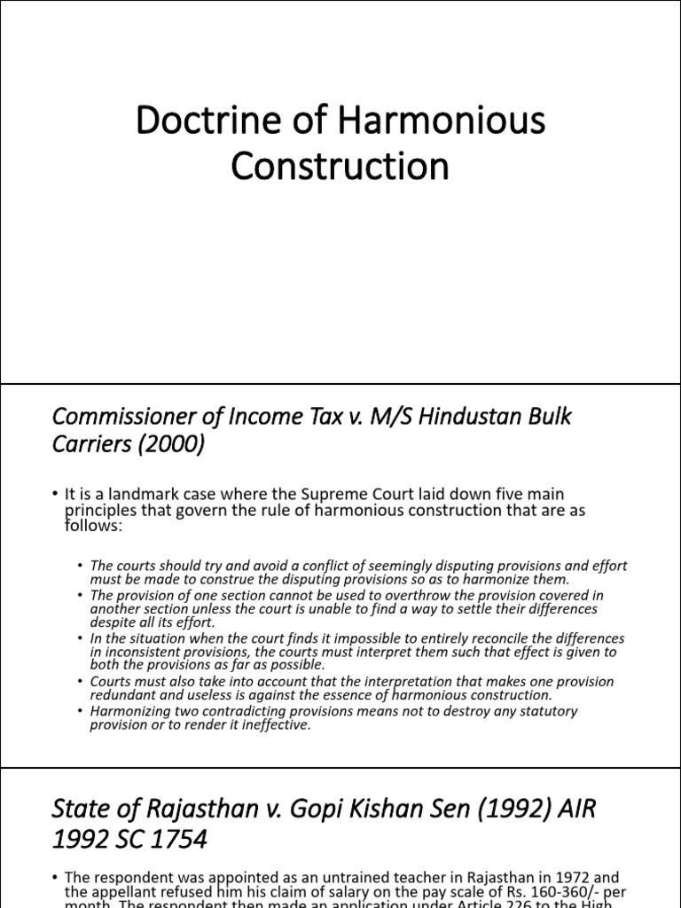 Harmonious Construction in Indian Law | PDF | Political Charters ...