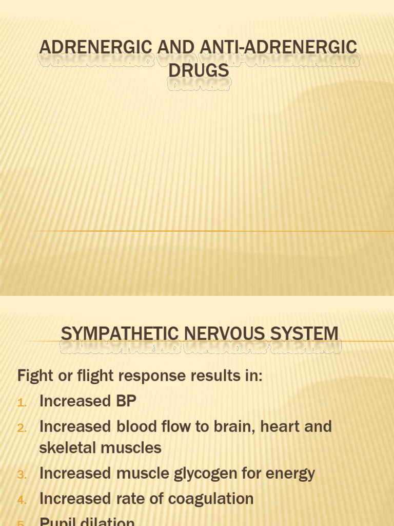 Adrenergic and Anti-Adrenergic Drugs | PDF