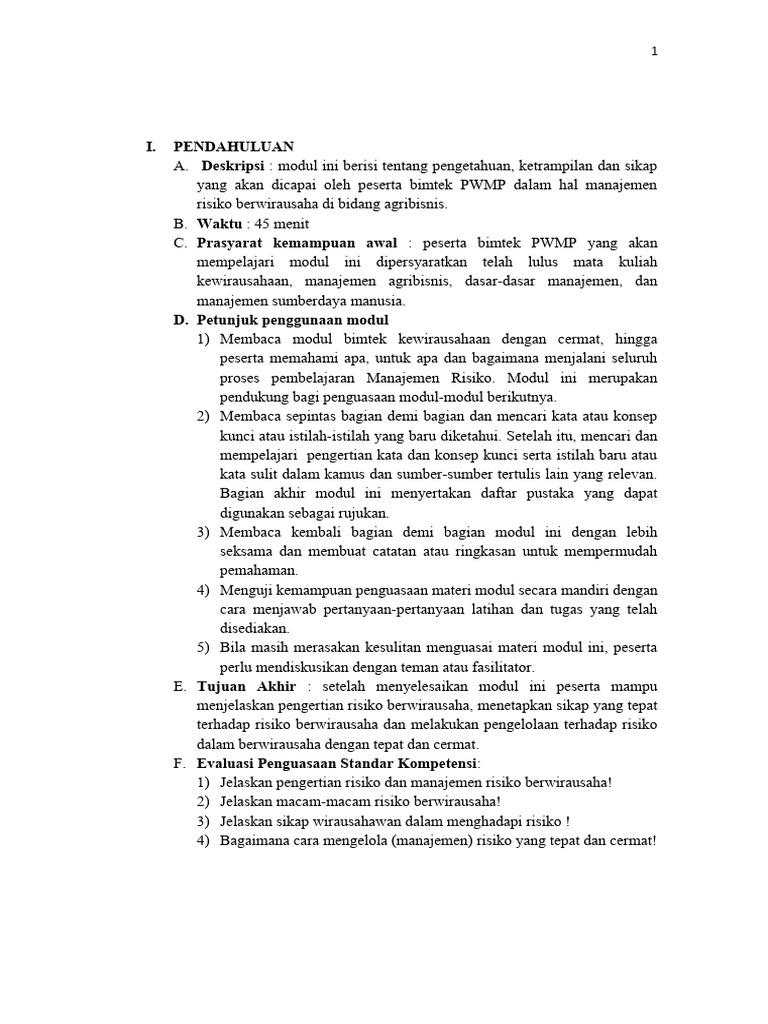 Modul Resiko Final | PDF