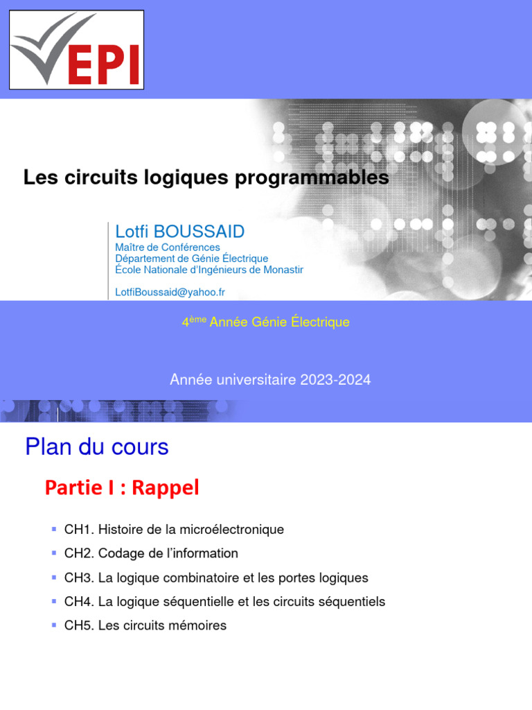 Circuits Logiques Programmables - EPI-2024 | PDF
