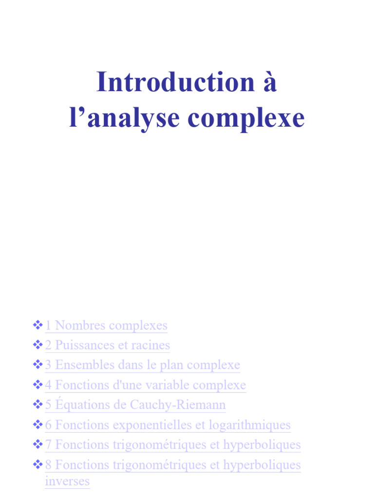 Introduction À L'analyse Complexe | PDF