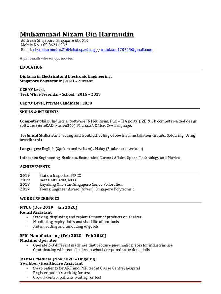 Nizam's Resume Old | PDF | Technology & Engineering
