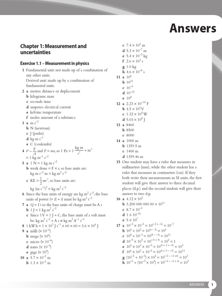 Physics For The IB Diploma Workbook - Answers (Mark Farrington) (Z-Library) | PDF
