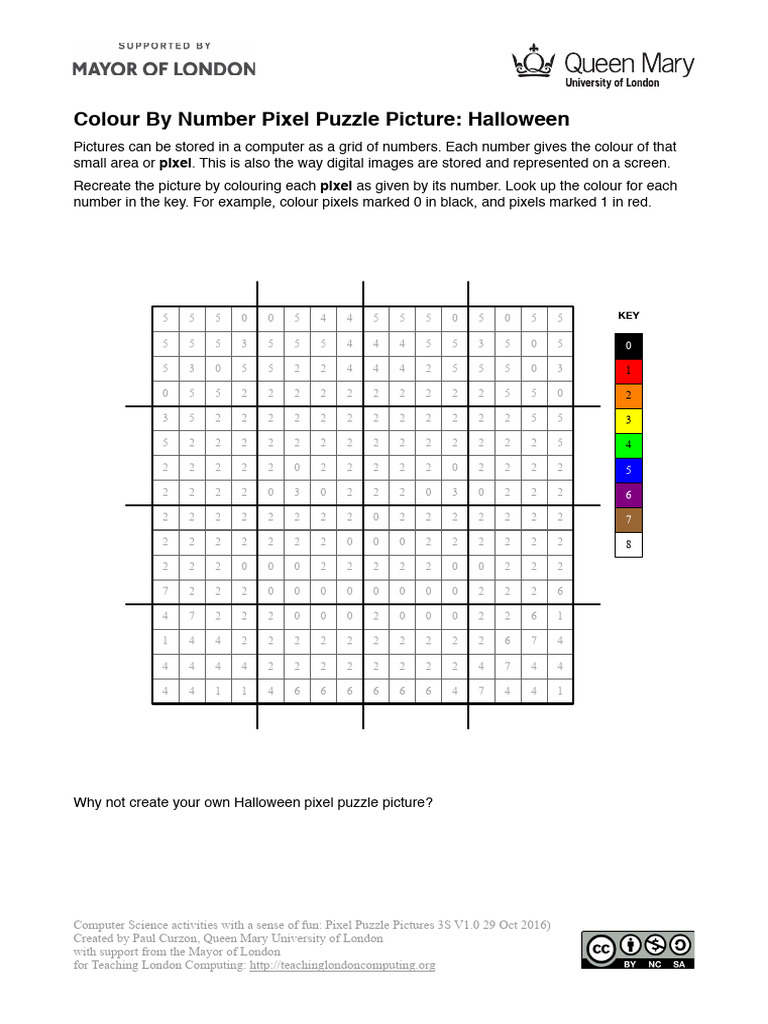 Colour by Number Pixel Puzzle Picture: Halloween | PDF