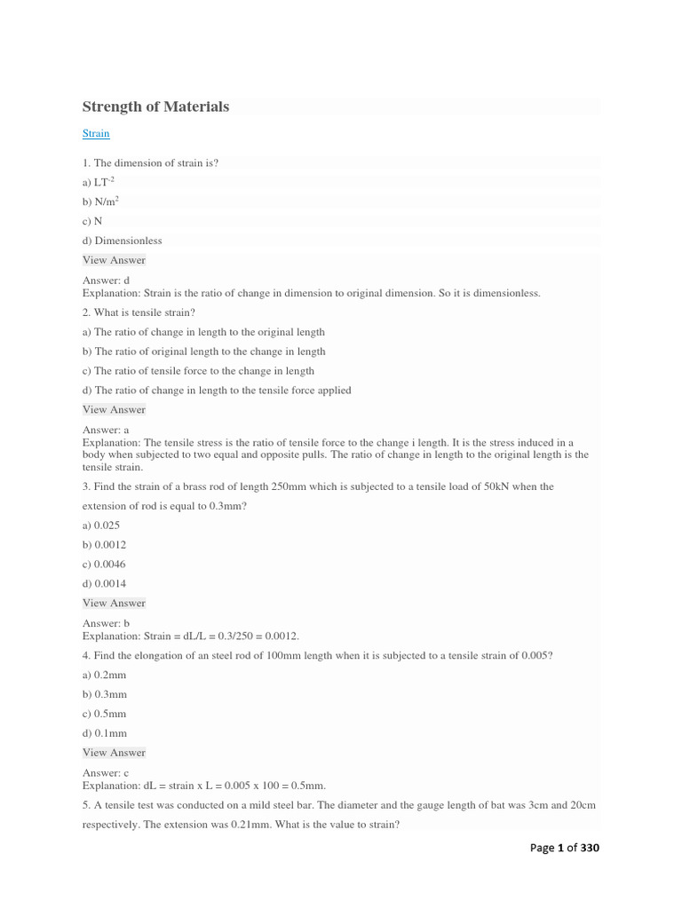Strength of Materials | PDF | Teaching Methods & Materials | Technology & Engineering