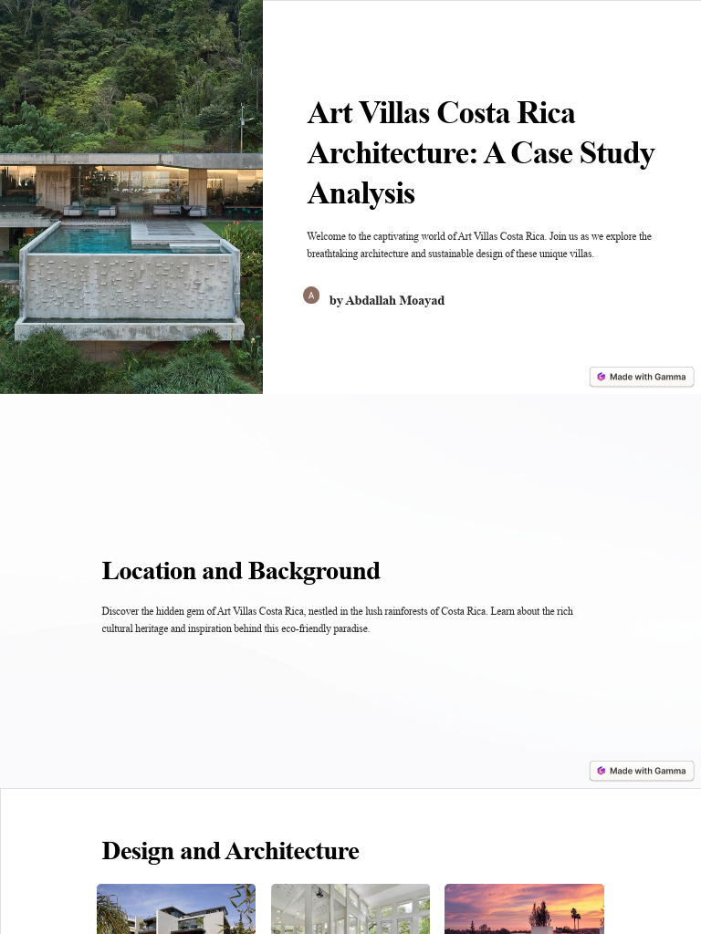 Art Villas Costa Rica Architecture A Case Study Analysis | PDF