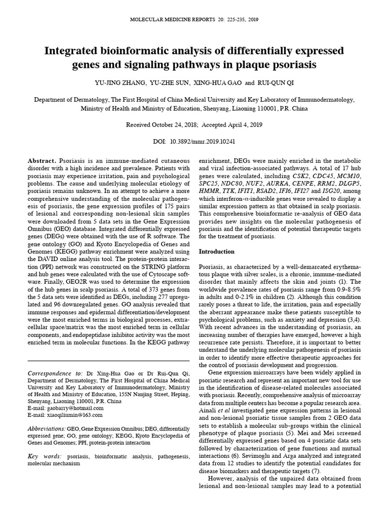 Integrated Bioinformatic Analysis of Differentially Expressed Genes and Signalling Pathways in ...