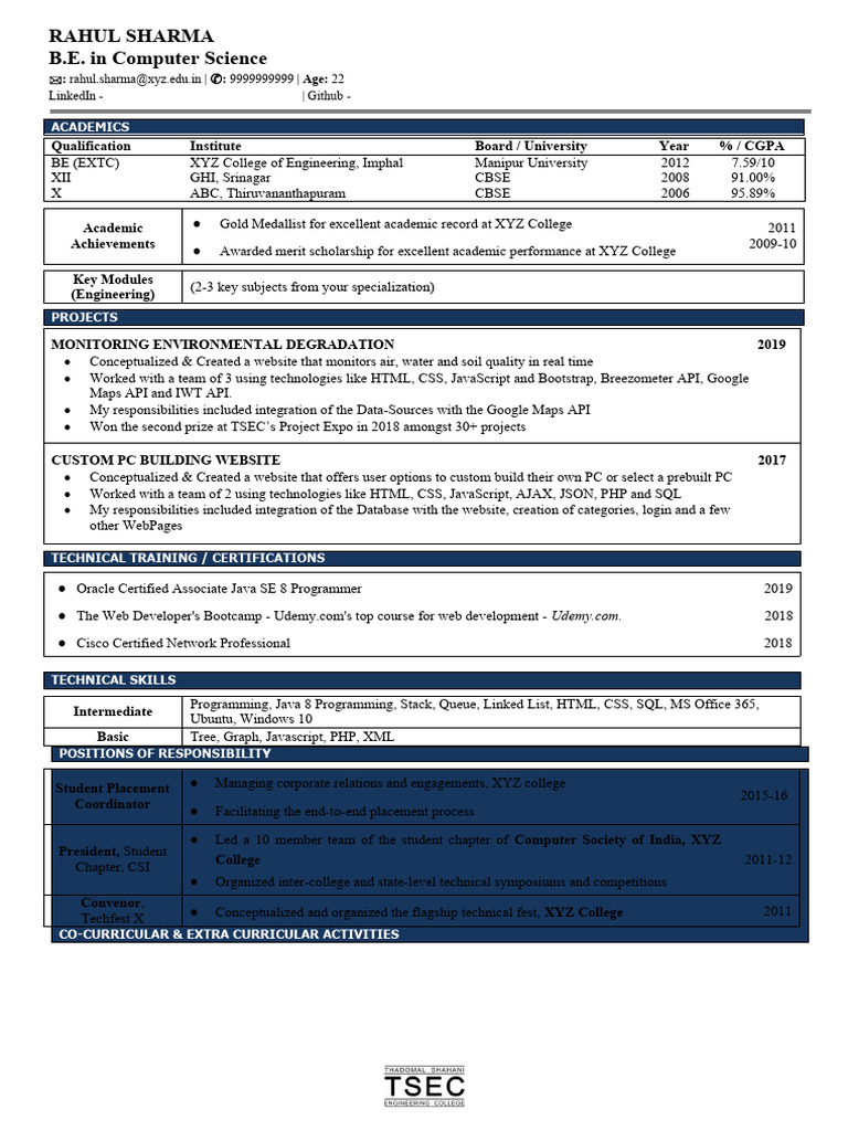 Sample CV Format | PDF | Databases | Java Script