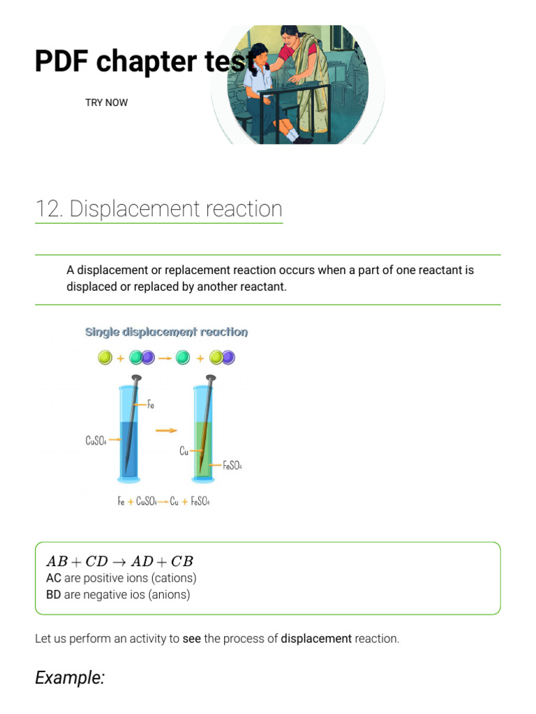 Displacement Reaction - Lesson. Science CBSE, Class 10 | PDF | Iron | Ion