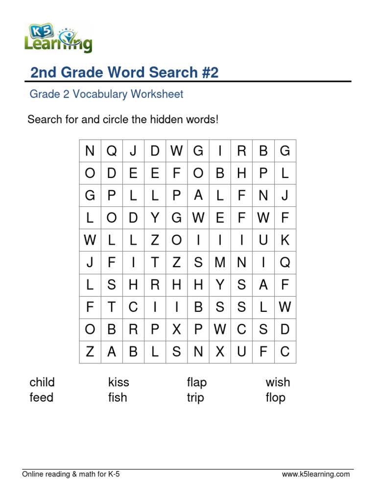 2nd Grade Word Search Puzzle #2 | PDF