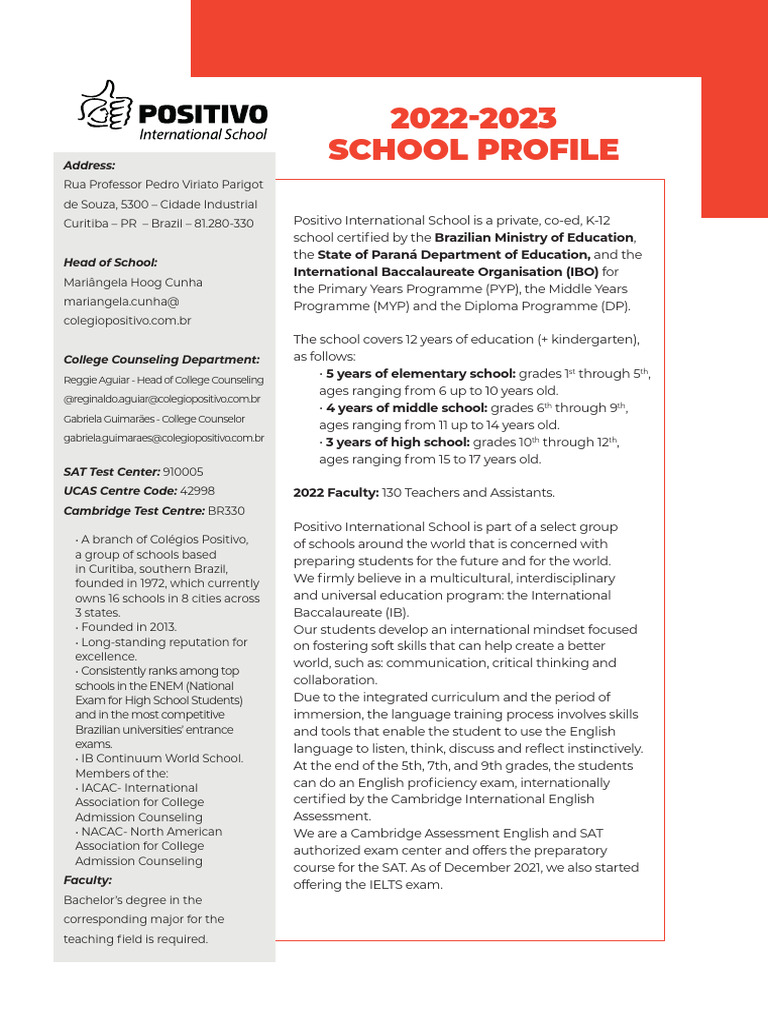 School Profile 2023 Inter | PDF | Schools | Secondary Education