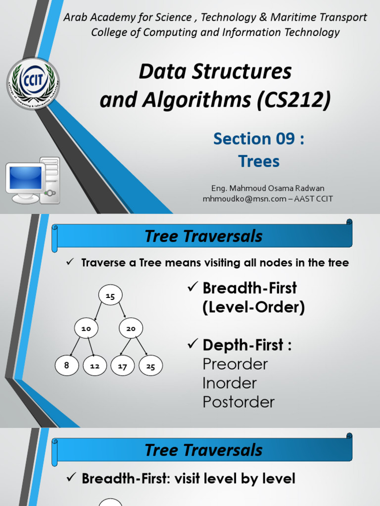 CS212 Sep2016 09 Tree Traversals | PDF | Combinatorics | Mathematical Relations