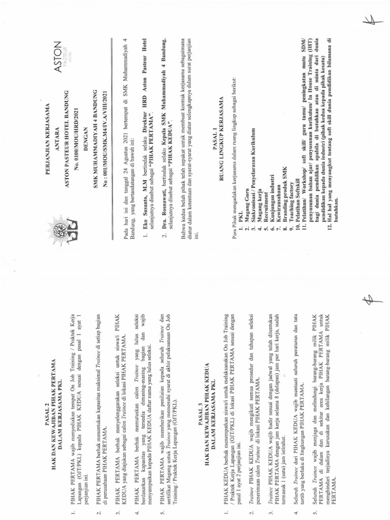 41.1 MoU Dengan Dunia Kerja PKL-Magang | PDF