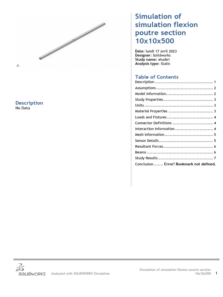 Simulation of Simulation Flexion Poutre Section 10x10x500: No Data | PDF | Young's Modulus ...