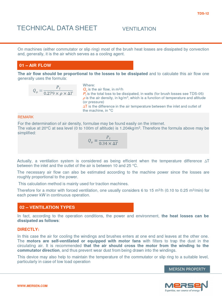 Mersen tds-12 Ventilation 2018 | PDF | Electric Motor | Heat Transfer