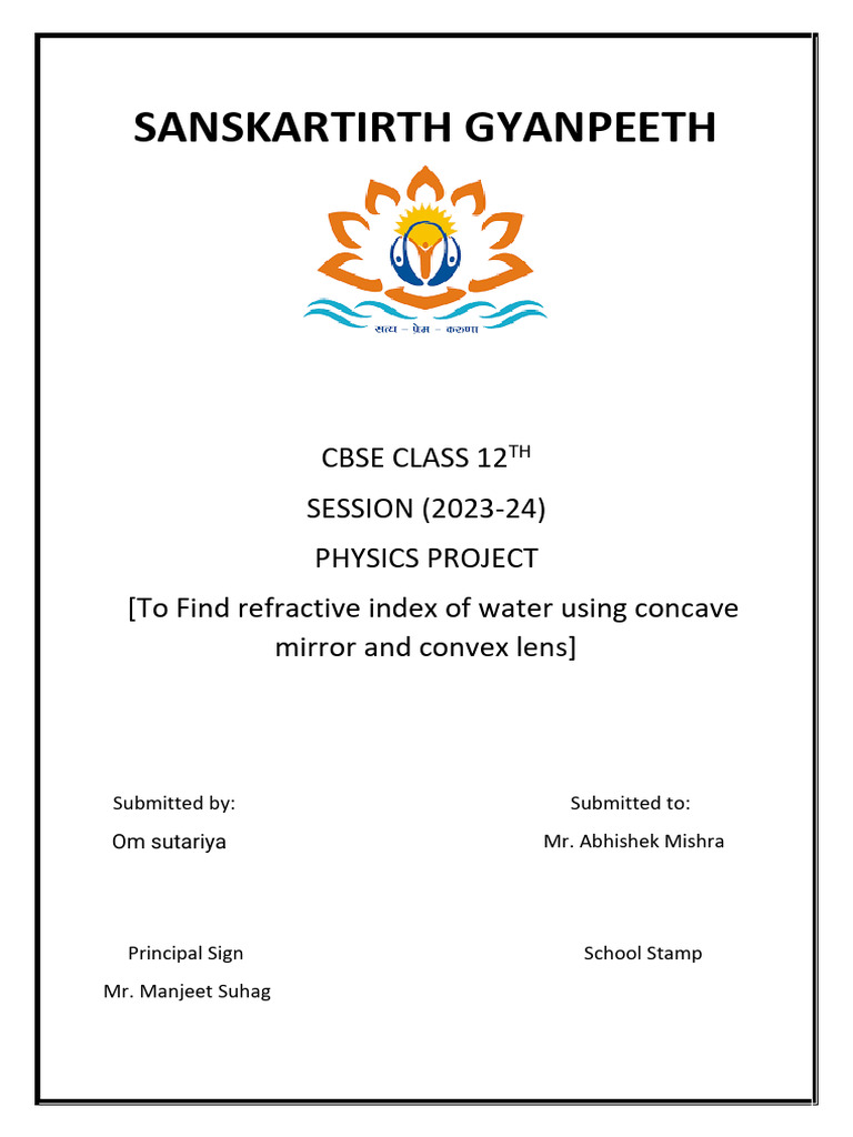 SANSKARTIRTH GYANPEETH Project Front Page-1 | PDF